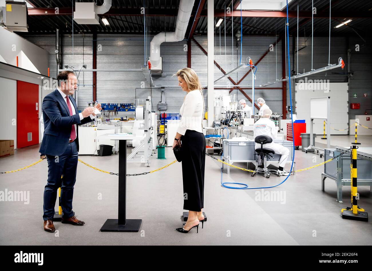 Queen Maxima during a working visit to AFPRO Filters for the production ...