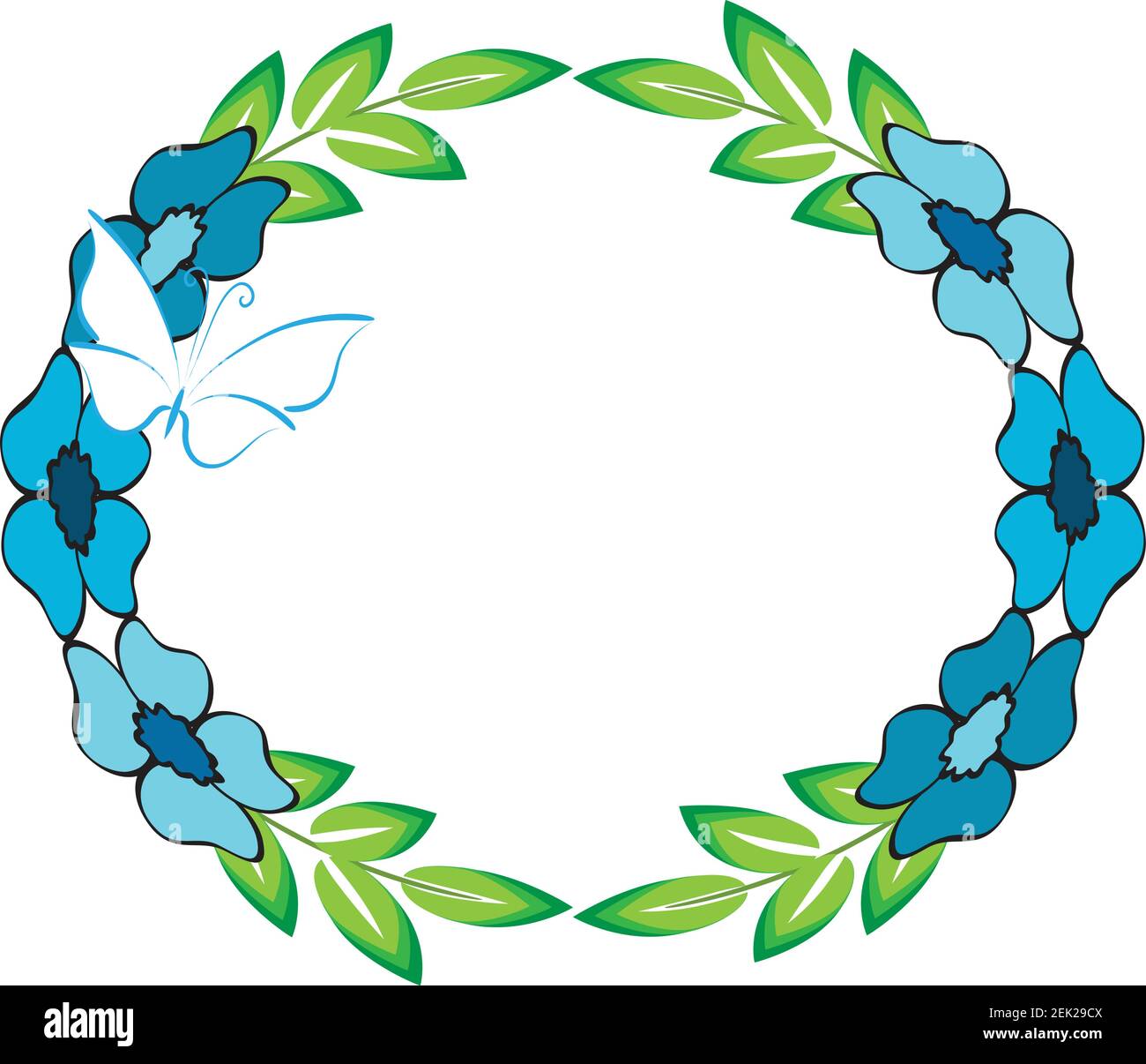 vector flowers butterfly border frame care background design Stock ...