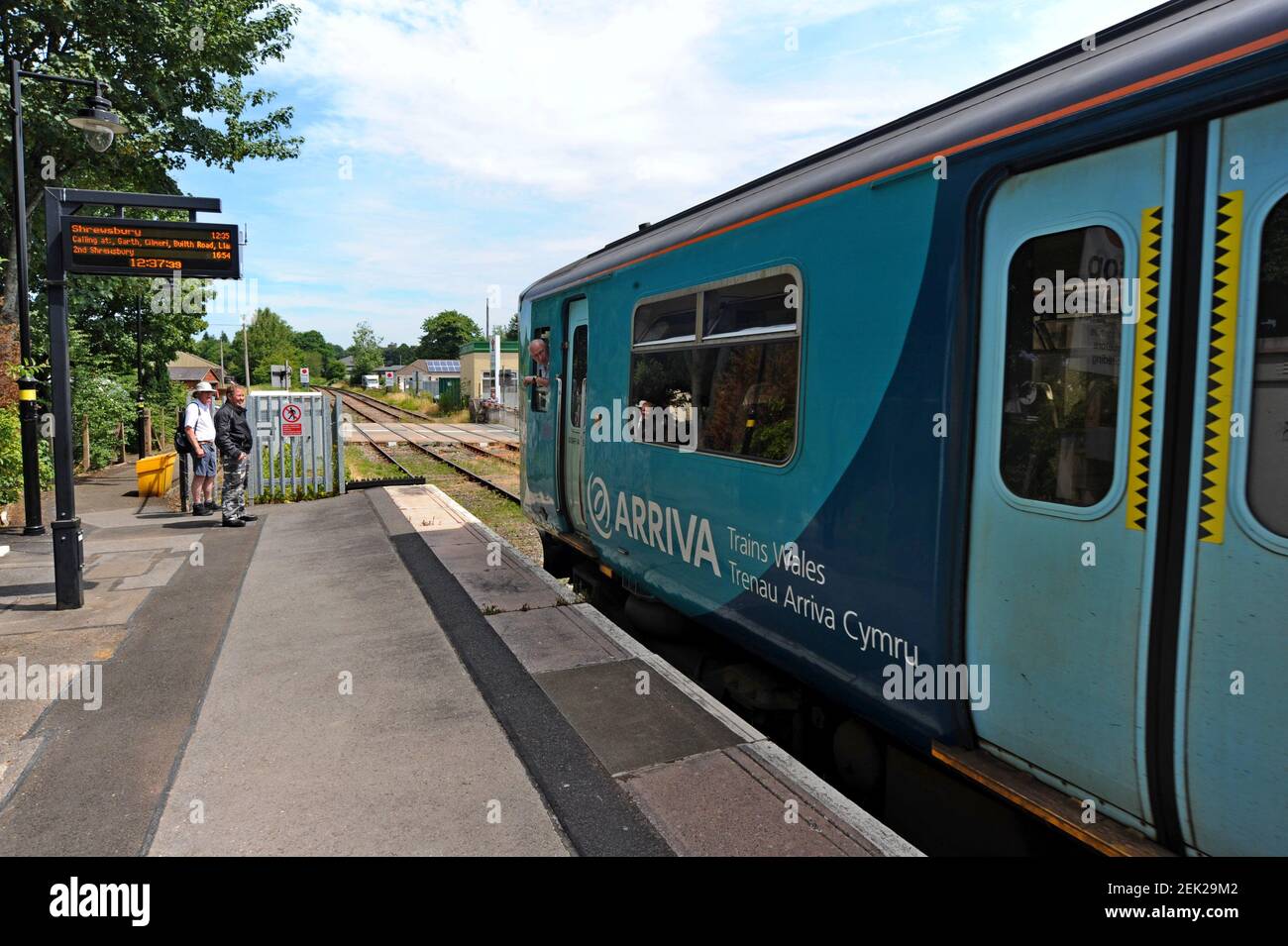 An Arriva Trains class 153 DMU train departs Llandovery Station, on the ...