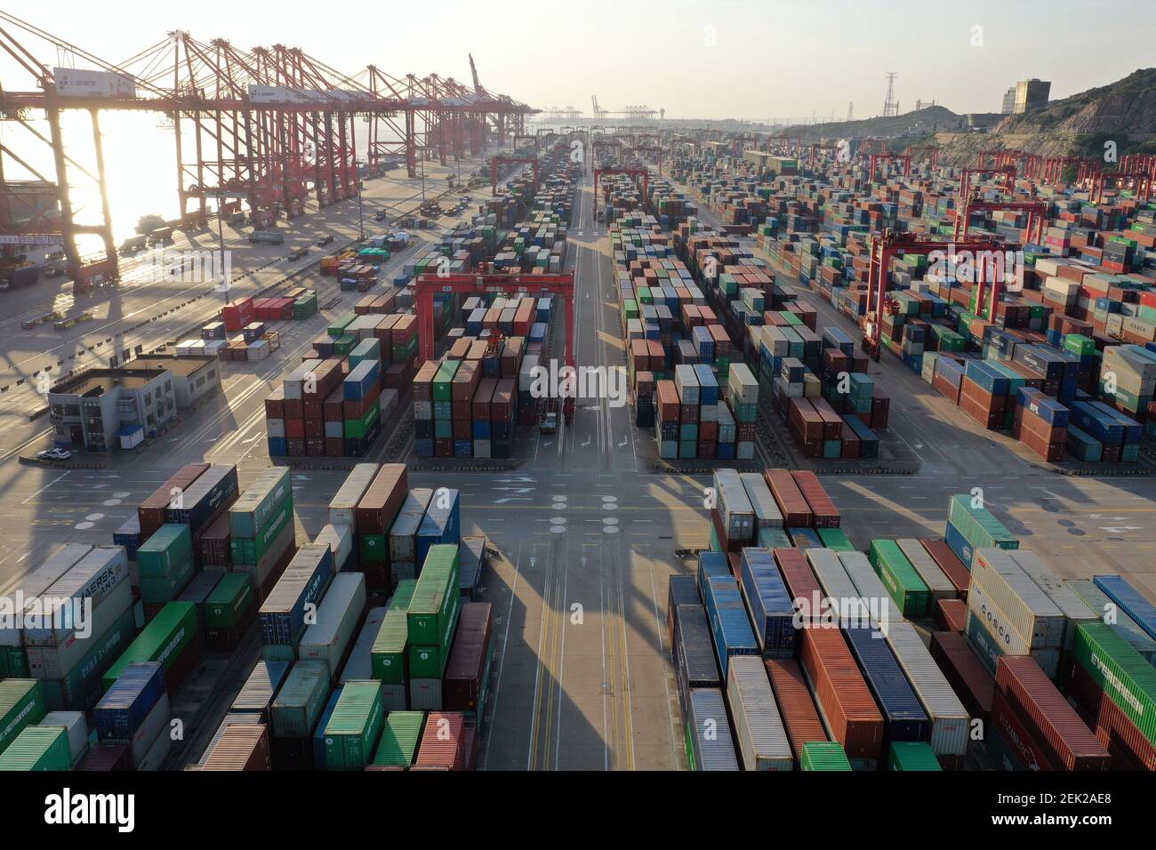 Yangshan Port in Hangzhou Bay south of Shanghai, which is part of the ...