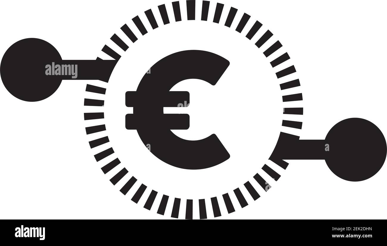 Digital euro money icon vector currency symbol for digital transactions ...
