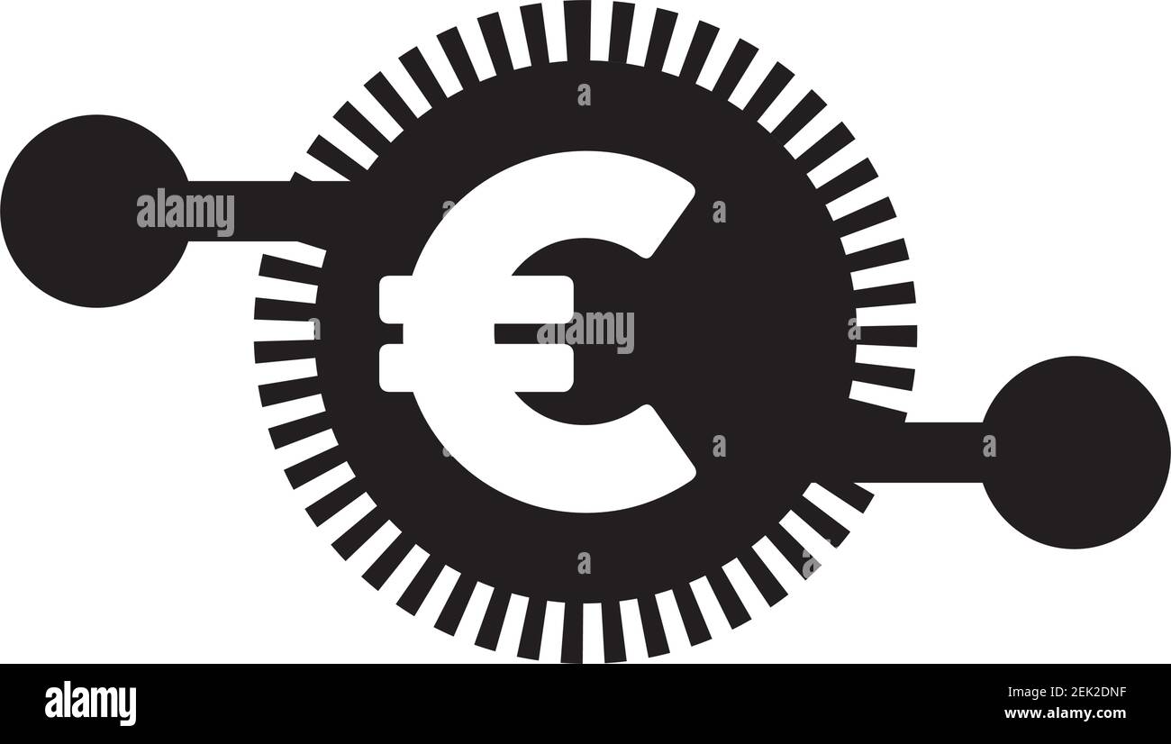 Digital euro coin icon vector currency symbol for digital transactions ...