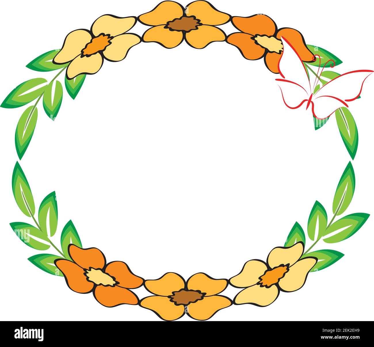 vector flowers butterfly border frame care background design Stock ...