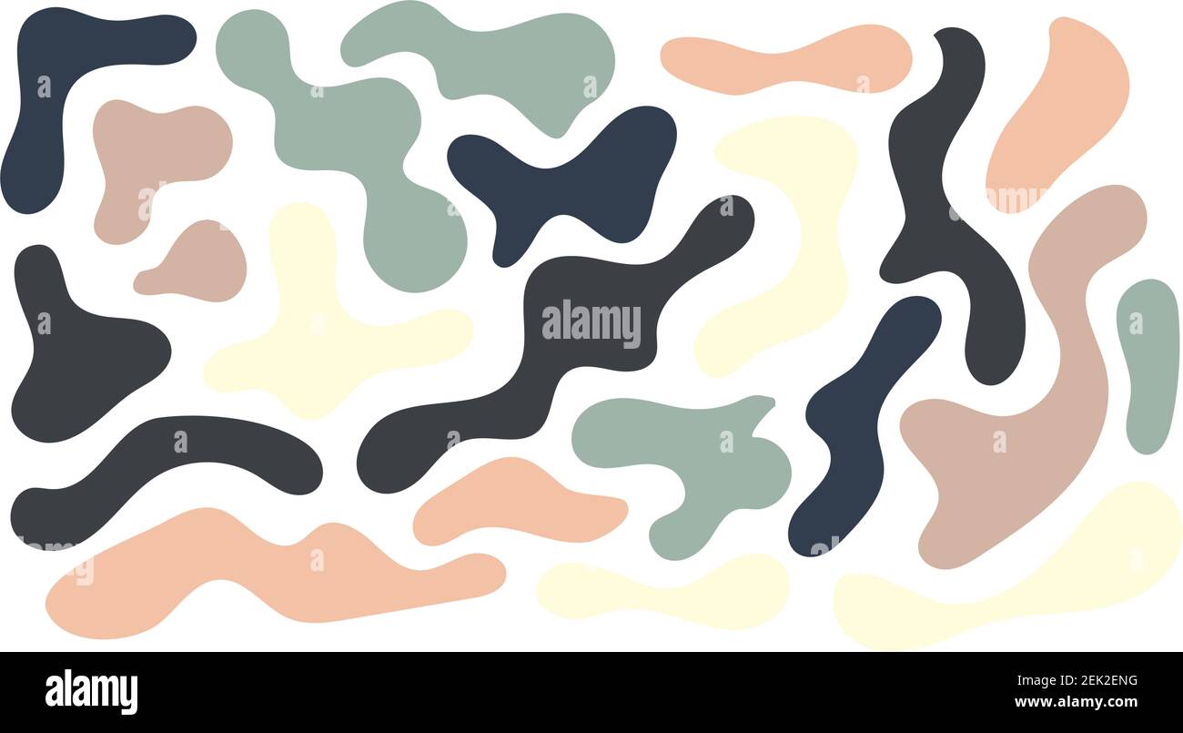 Irregular blob, set of abstract organic shapes. Abstract irregular random blobs, pastel green ...