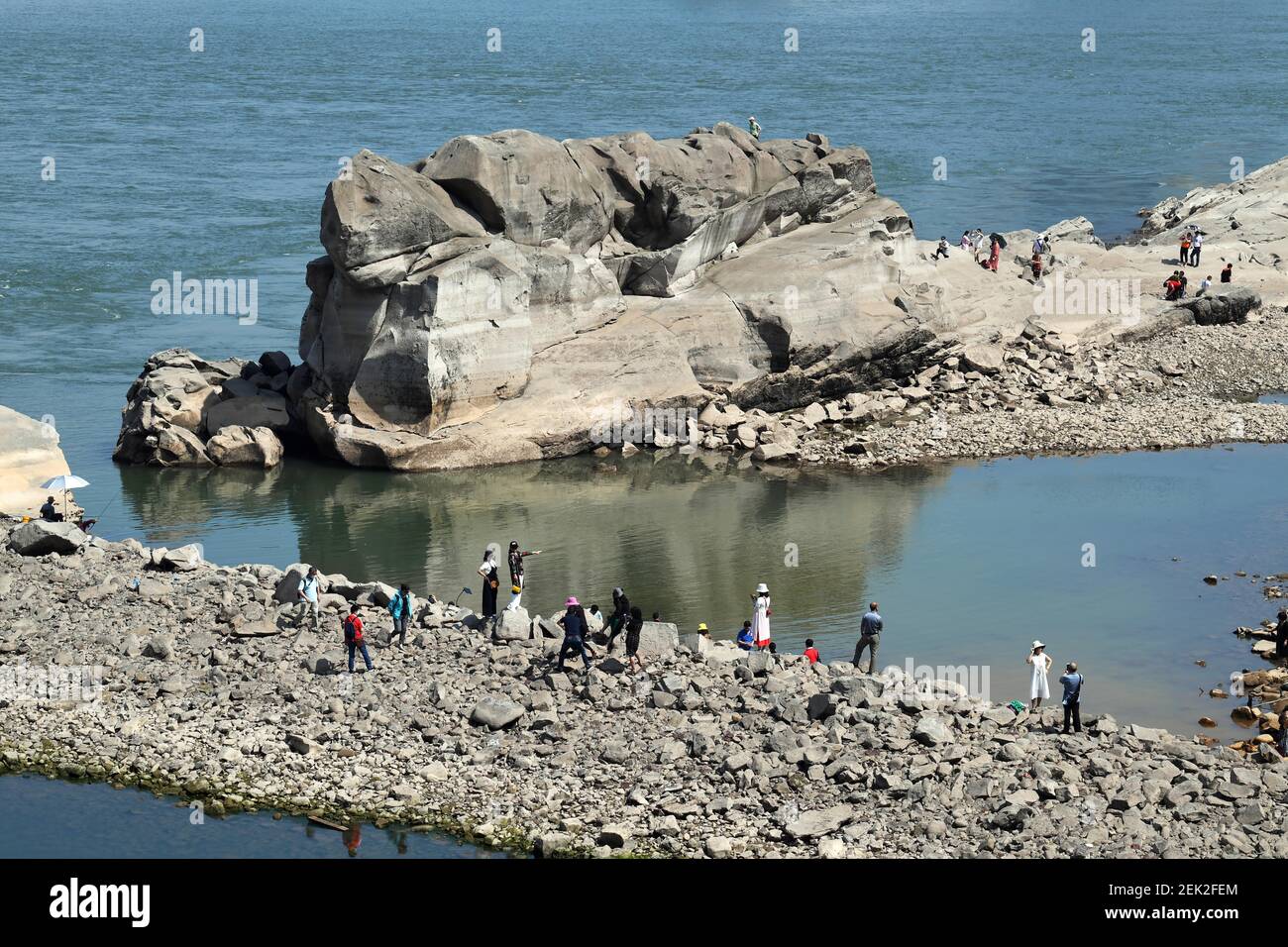 The turtle stone, which sits in the water under Dongshuimen Bridge ...