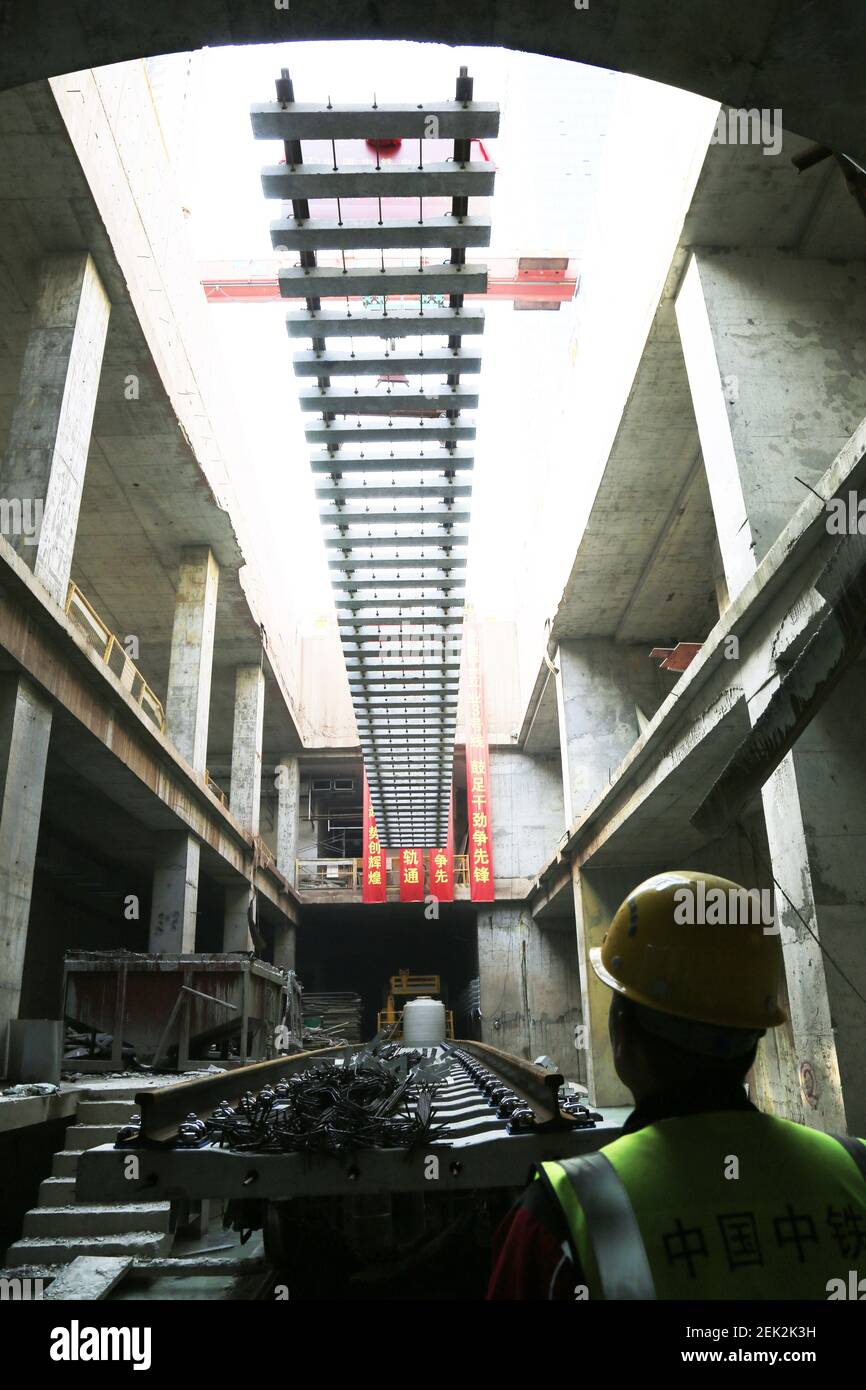 NANCHANG, CHINA - MAY 13, 2020 - At the track laying base of cross ...