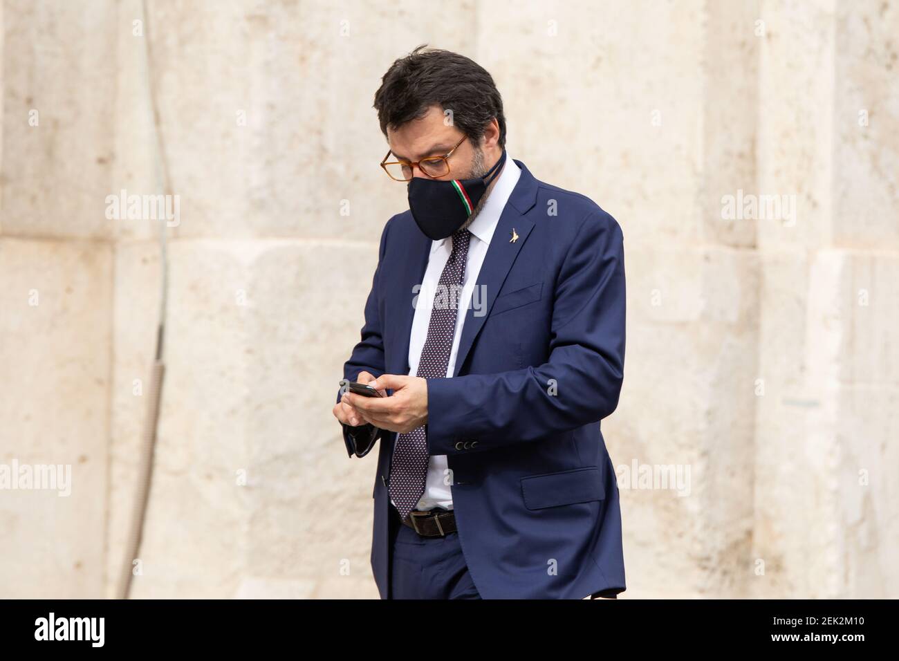 Matteo Salvini, leader of the Lega, leaves Monteciorio before the ...