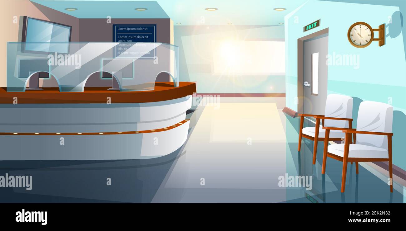 Vector cartoon style flat hospital reception hall Stock Vector Image ...