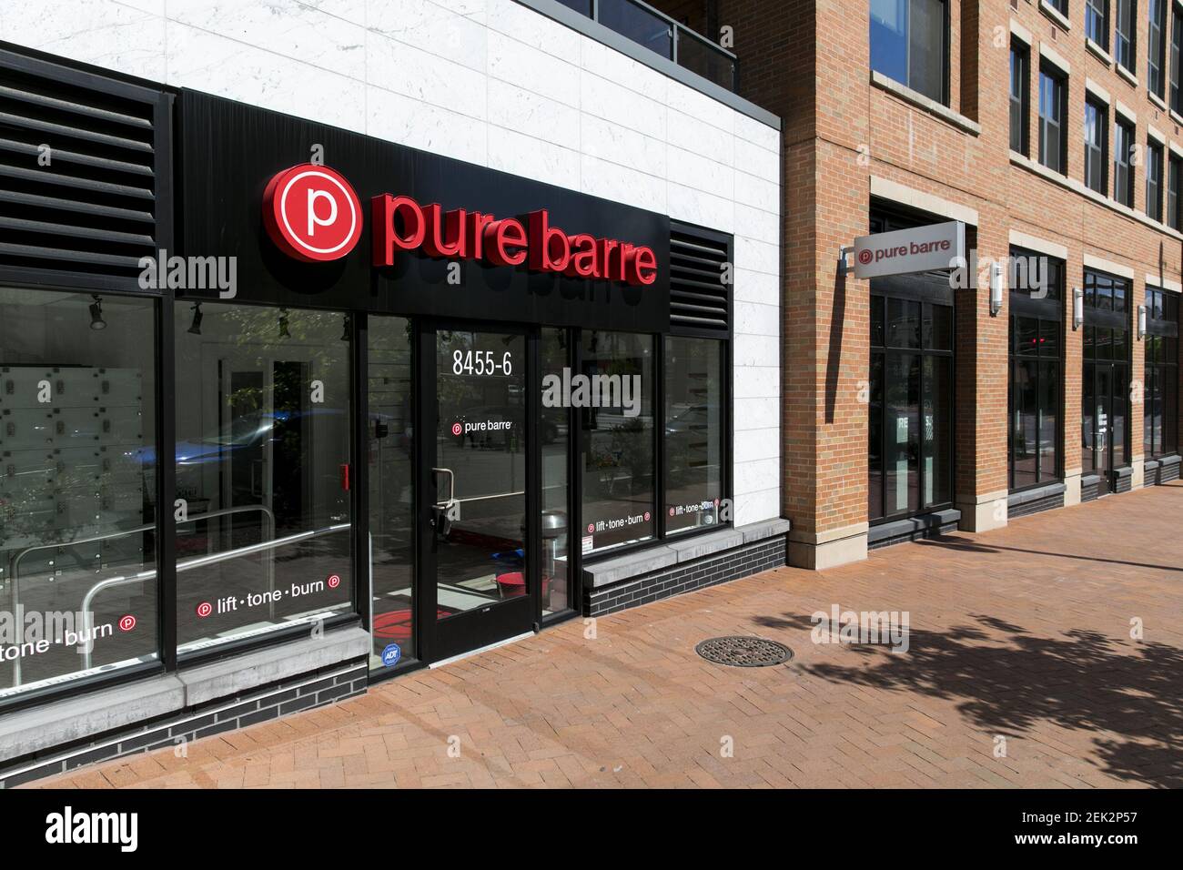 A logo sign outside of a Pure Barre location in Silver Spring, Maryland ...