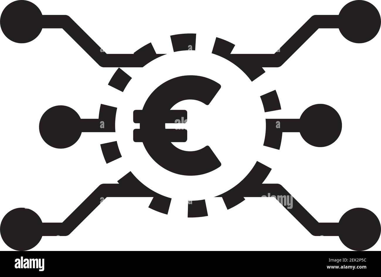 Digital euro money icon vector currency symbol for digital transactions ...