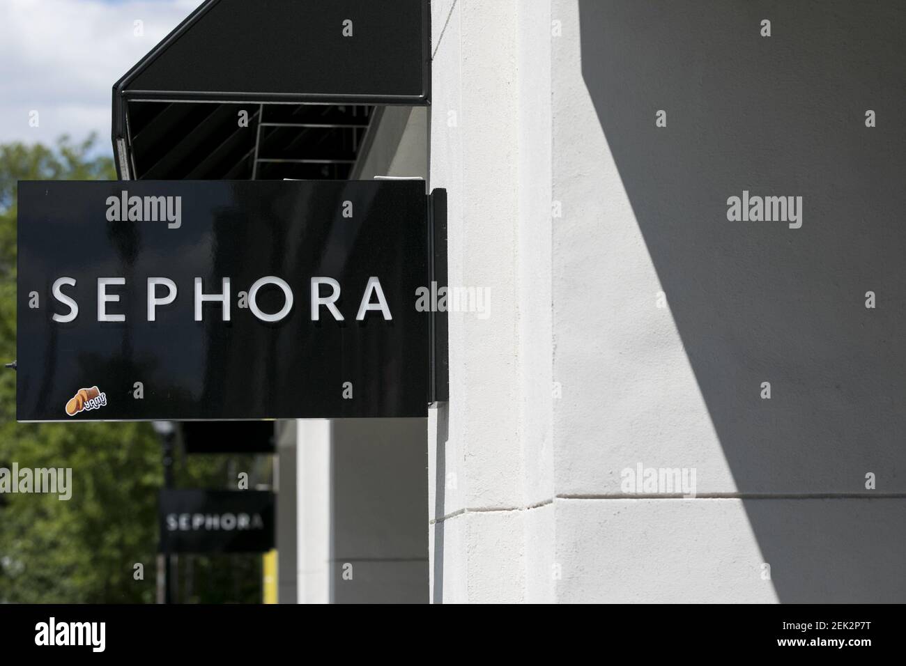 A logo sign outside of a Sephora retail store location in Washington, D ...