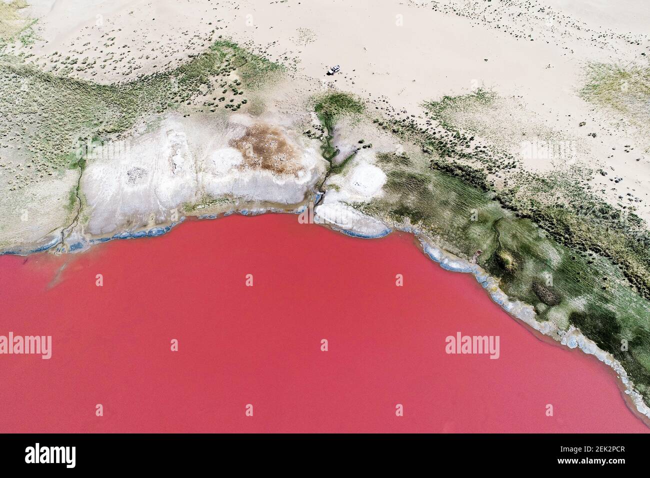 The beautiful red salt lake Geletu lake in desert in Alxa,Inner ...