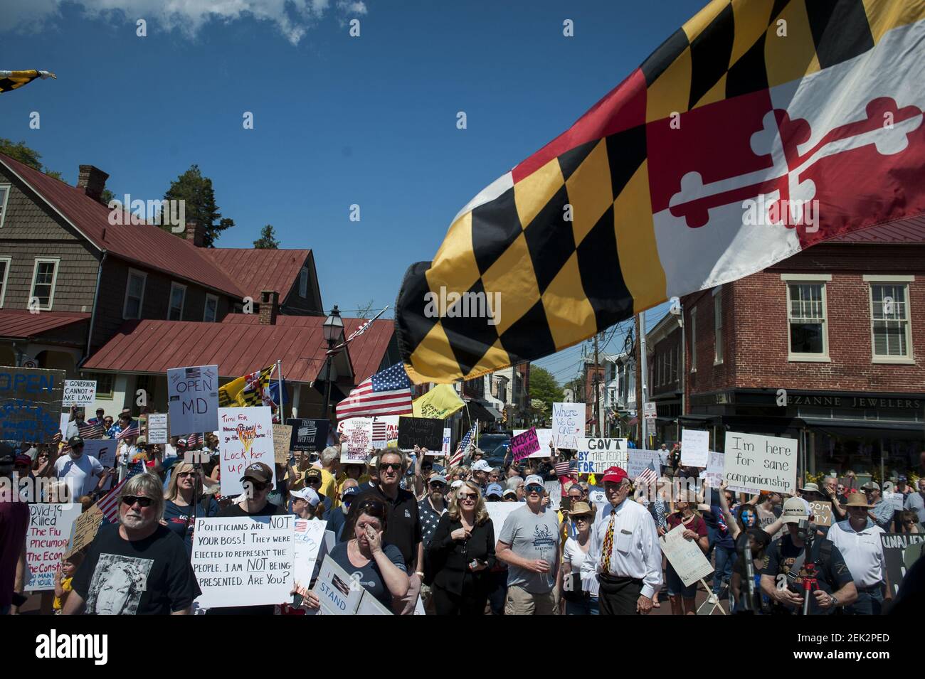 Hundreds of people attend a Re-Open Maryland protest on the grounds of ...