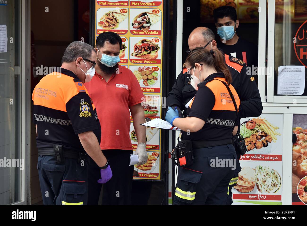 Civil Protection Volunteers carry out a rule control of the terraces at ...