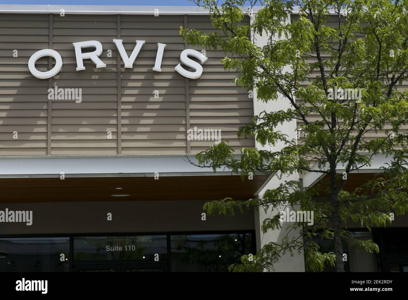 A logo sign outside of a Orvis retail store location in Charlottesville ...