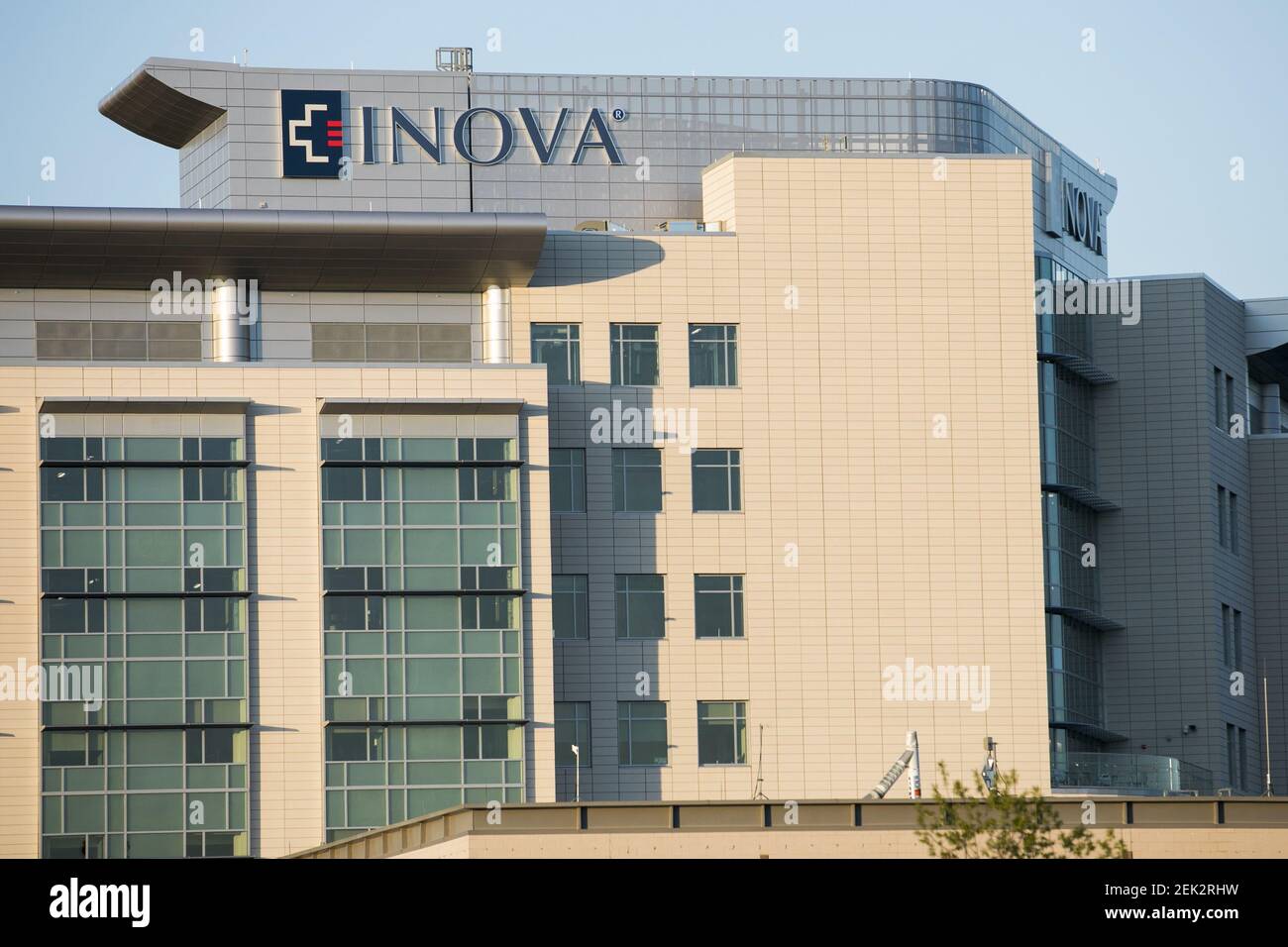 A logo sign outside of the Inova Loudoun Hospital in Leesburg, Virginia ...