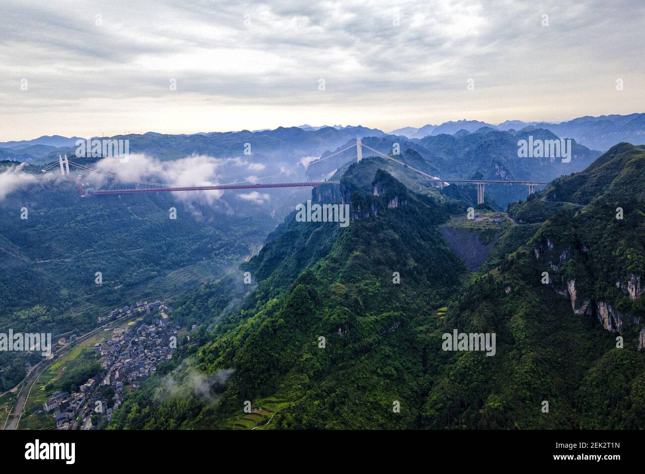 Aerial veiw of Ai'zhai Bridge in Xiangxi Tujia and Miao autonomous ...