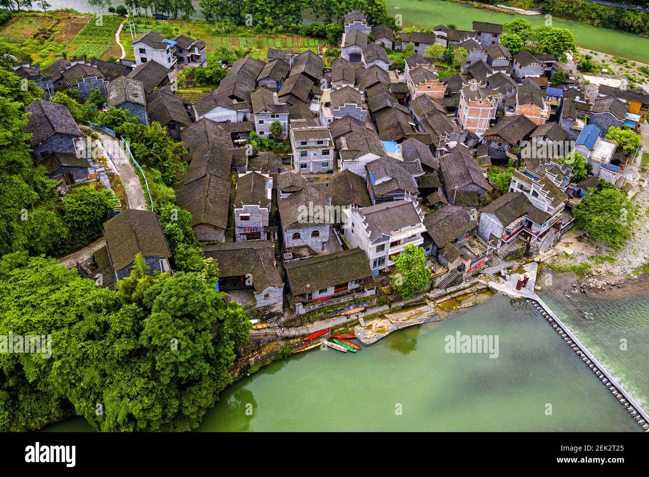 Aerial veiw of Hmong Village in Xiangxi Tujia and Miao autonomous ...