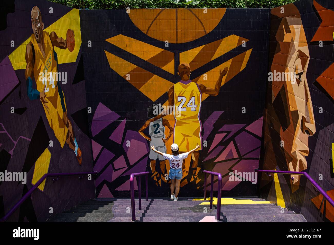 View of graffiti of Kobe Bryant, the late American professional NBA ...