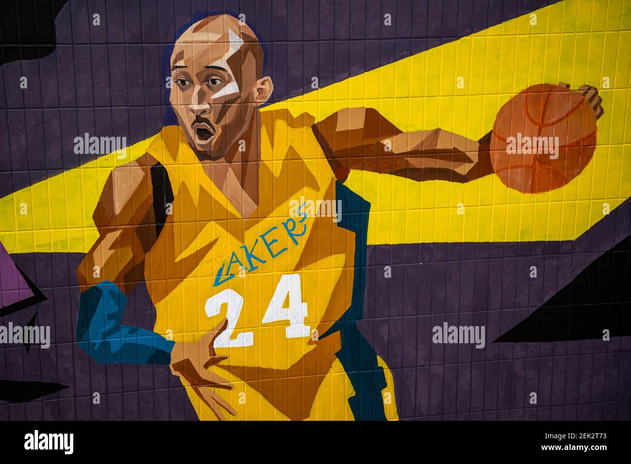 View of graffiti of Kobe Bryant, the late American professional NBA ...