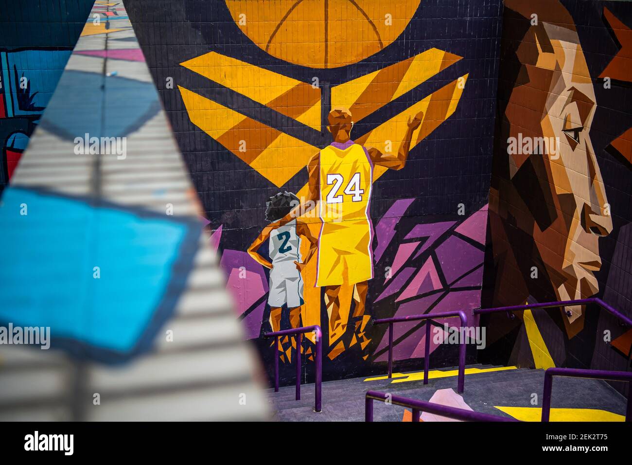 View of graffiti of Kobe Bryant, the late American professional NBA ...