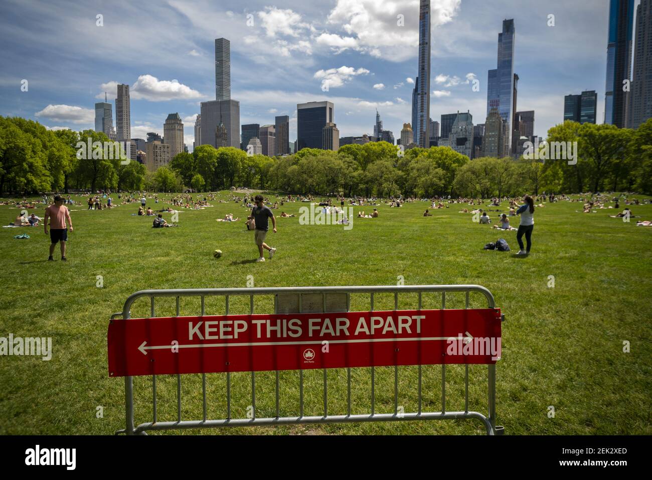 Visitors to the Sheep Meadow in Central Park in New York on Saturday ...