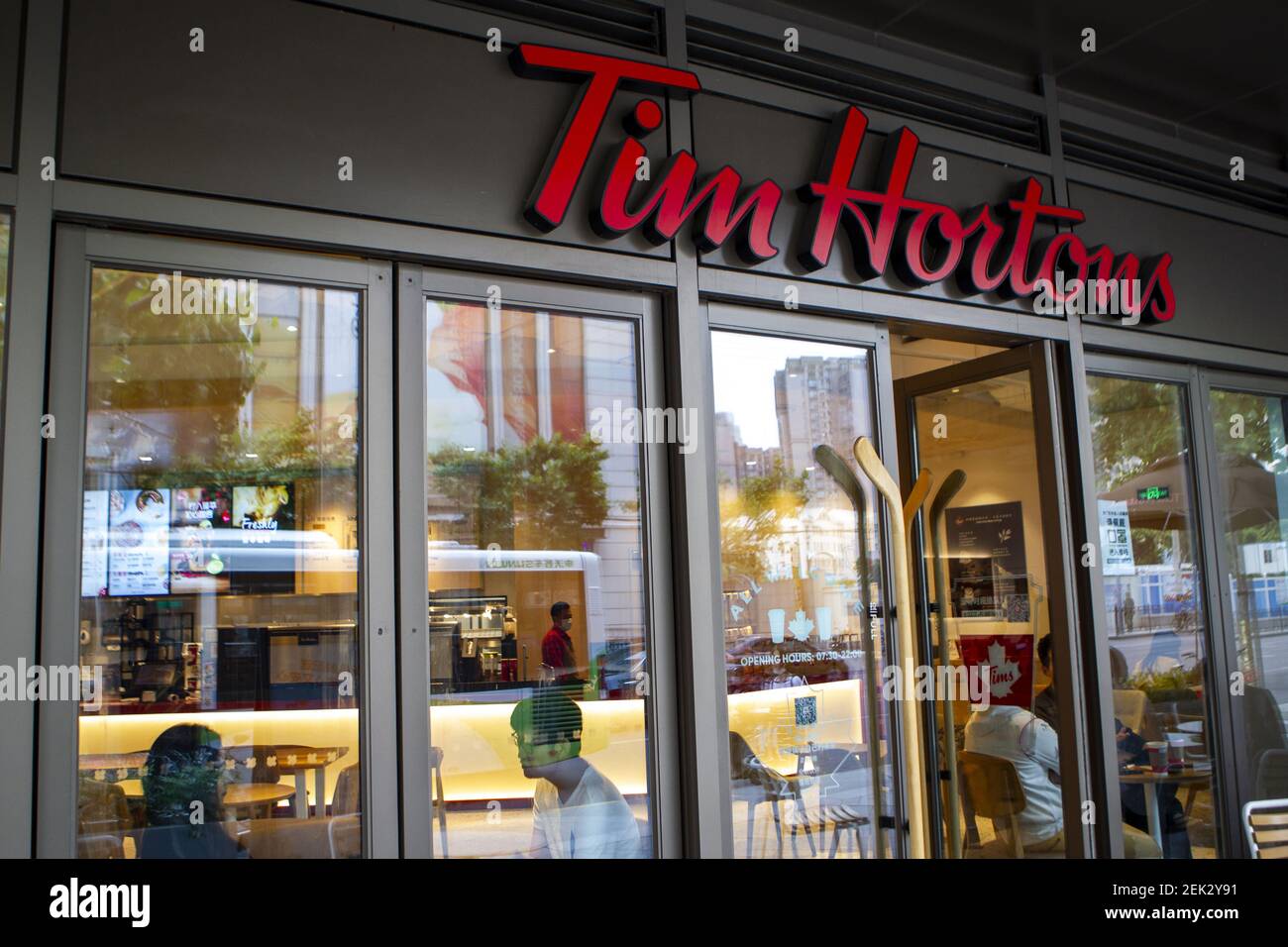 The exterior view of a Tim Hortons Café in Shanghai, China, 14 May 2020 ...