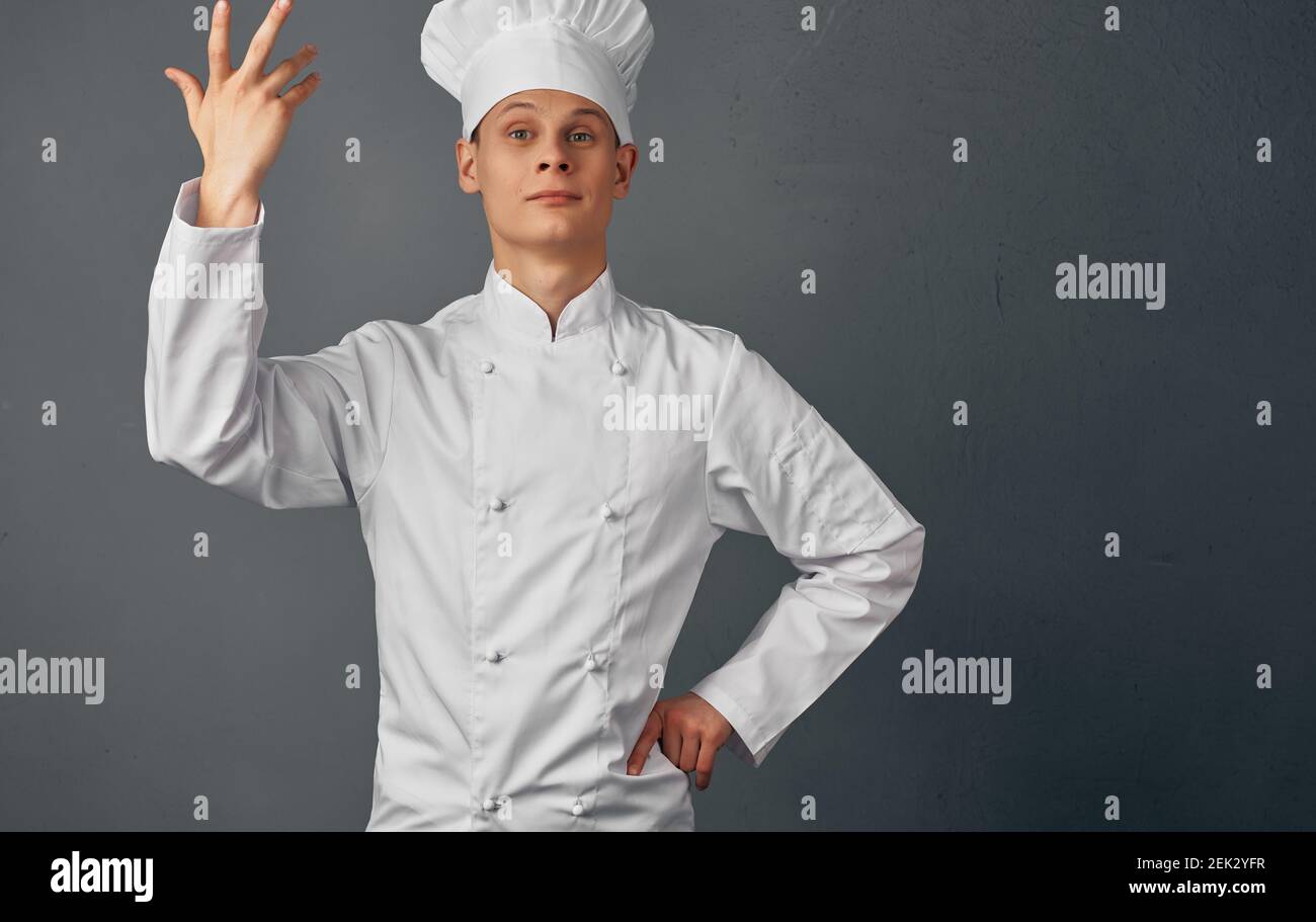 male chef cooking food hand gestures restaurant food preparation ...