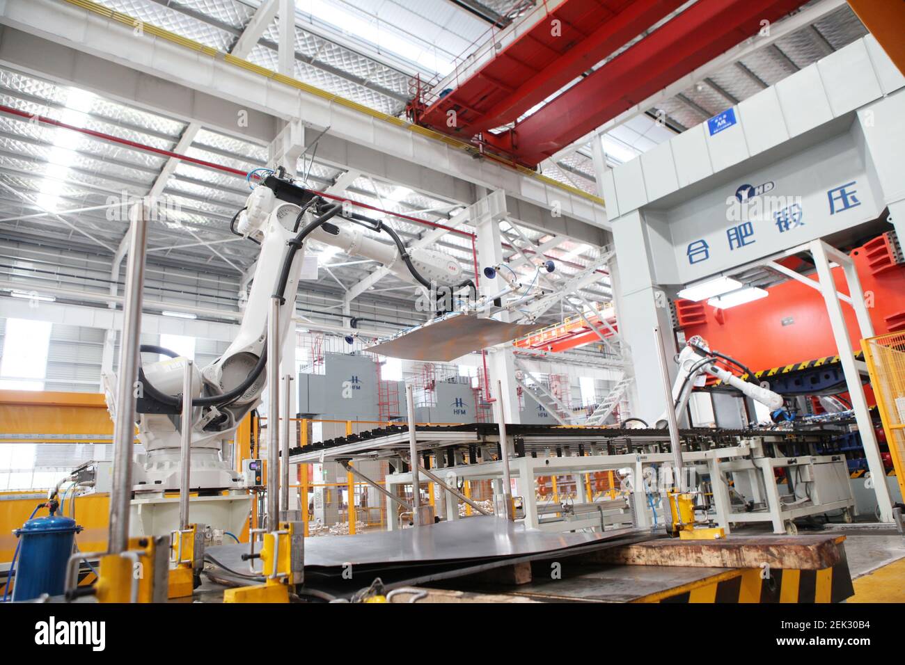 CHONGQING, CHINA - MAY 18, 2020 - Stamping robot a line automatic robot ...