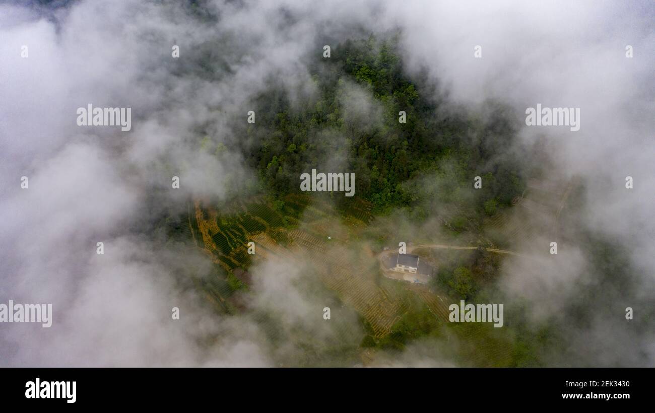 ENSHI, CHINA - MAY 17, 2020 - Xuanen Gongshui River cloud sea landscape ...