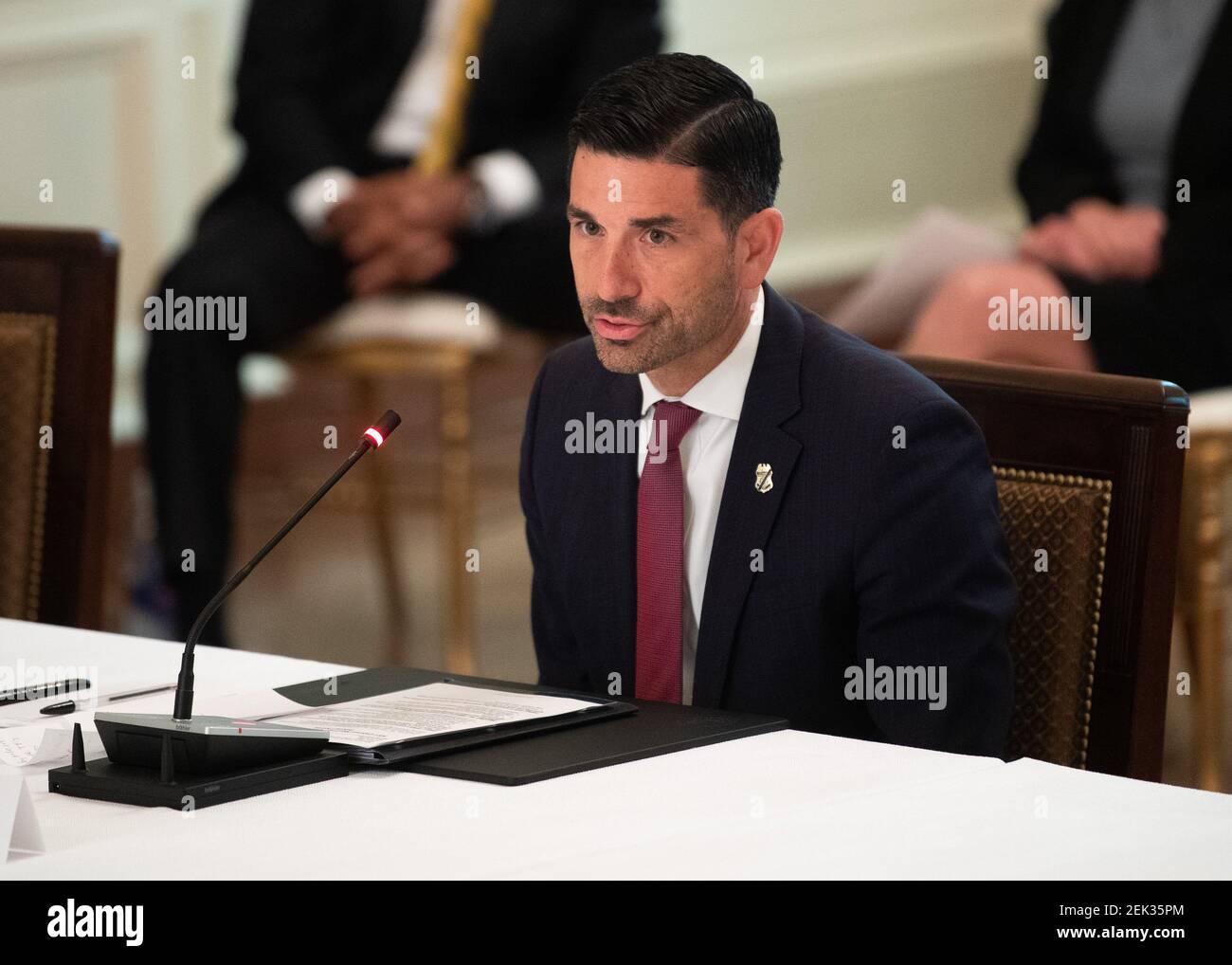 Department of Homeland Security Secretary Chad Wolf speaks during a ...