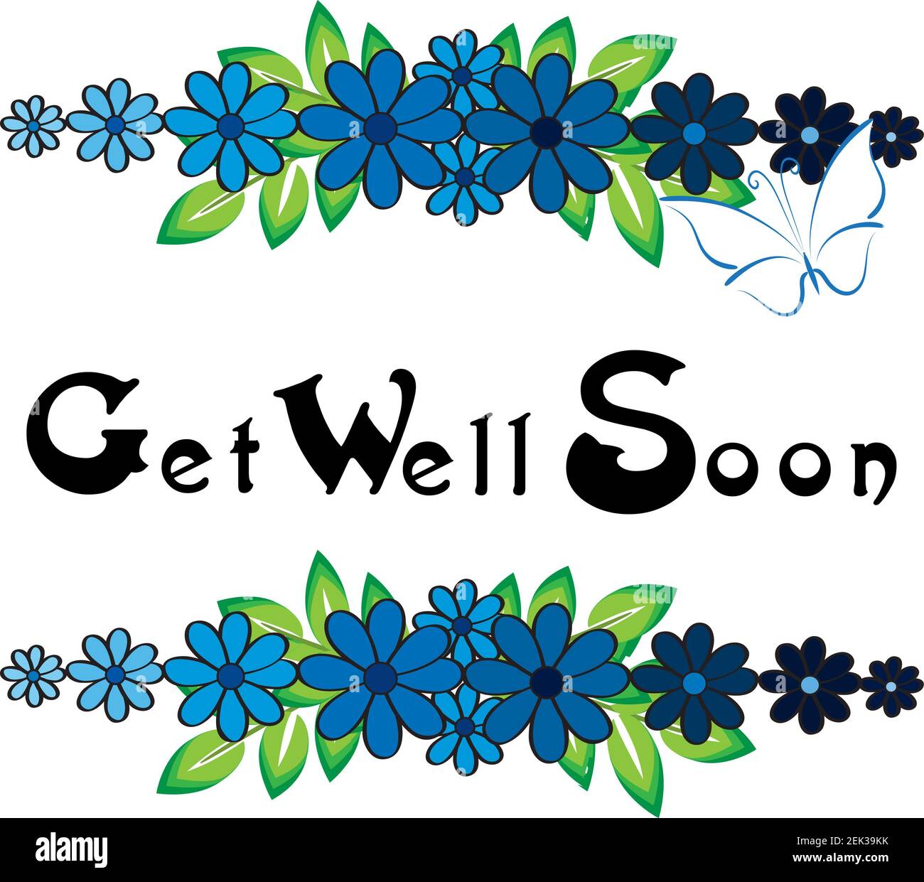 get well soon with vector flowers border design Stock Photo - Alamy