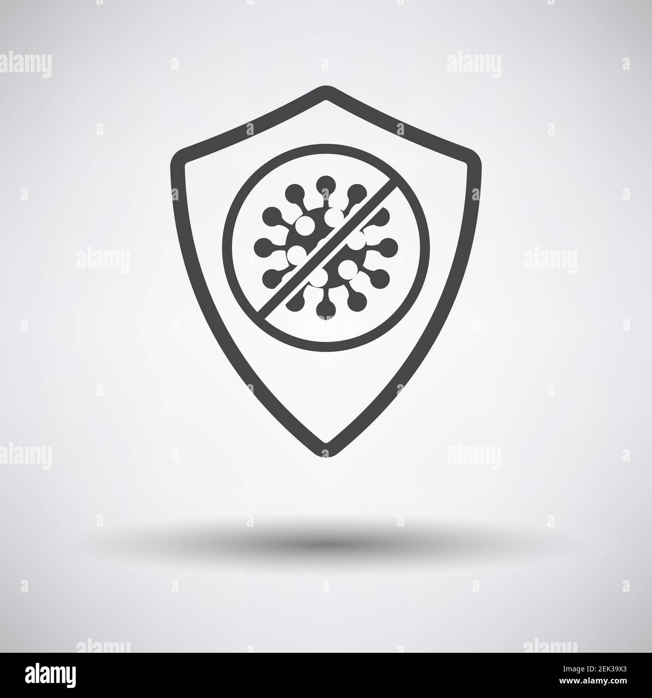 Shield From Coronavirus Icon. Dark Gray on Gray Background With Round ...