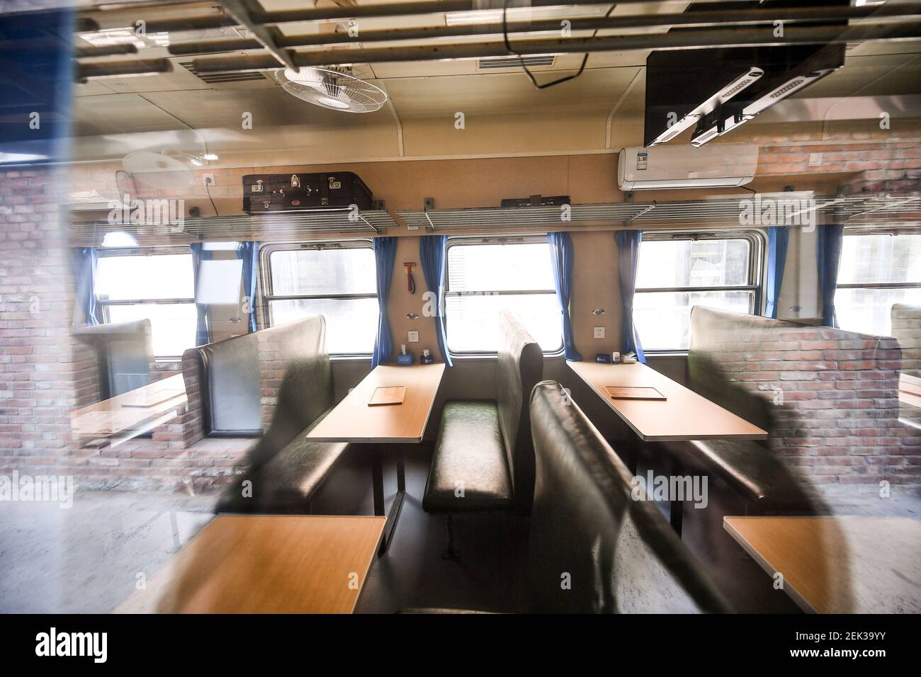 The inside decorations of the train-themed restaurant, bringing ...
