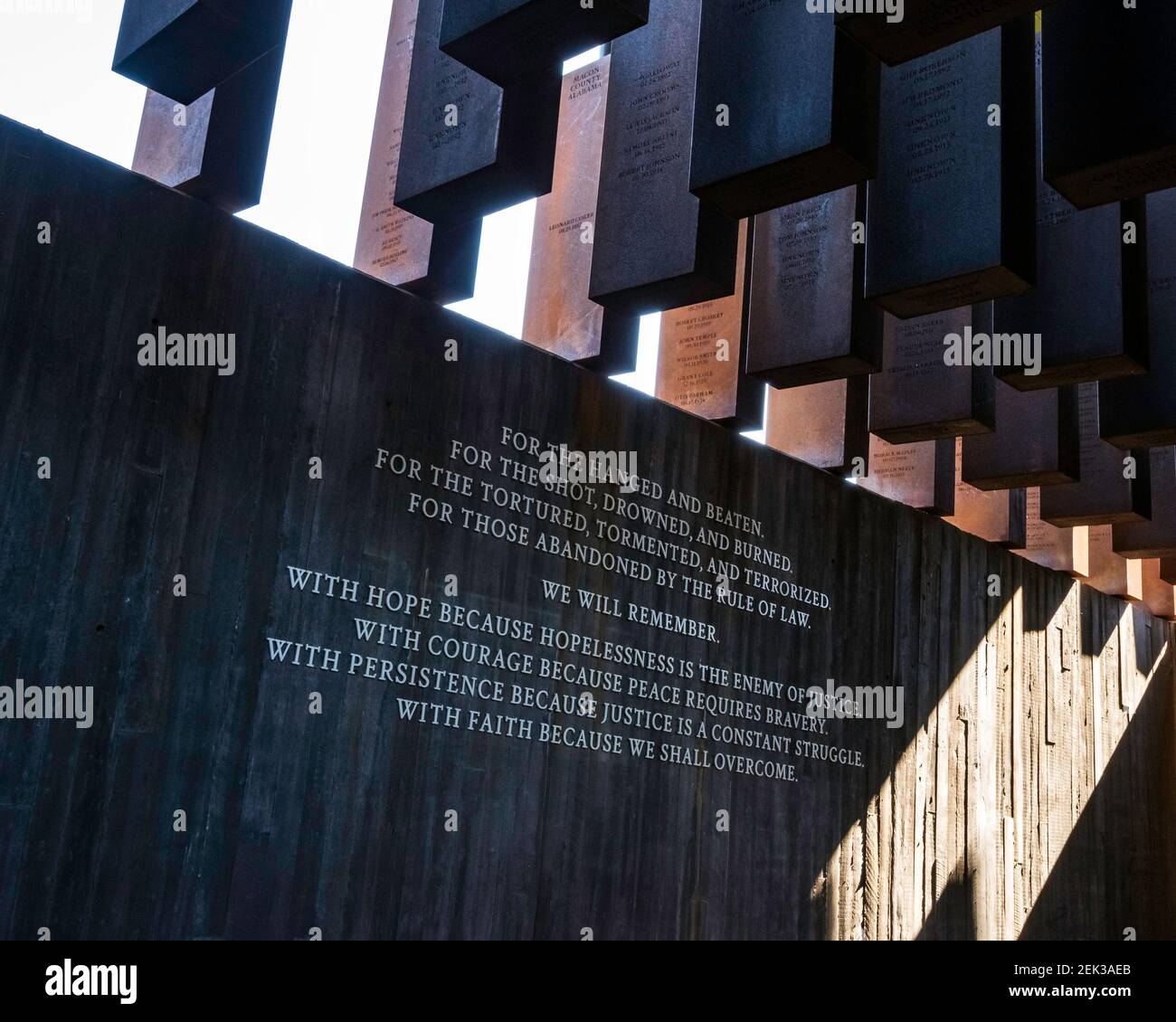 Montgomery, Alabama/USA-Feb. 20, 2021: Inscription below the hanging ...