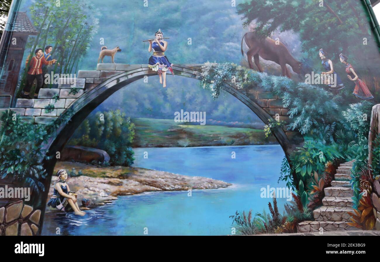 Attractive mural painting at Datong Village of Le'an County, east China ...
