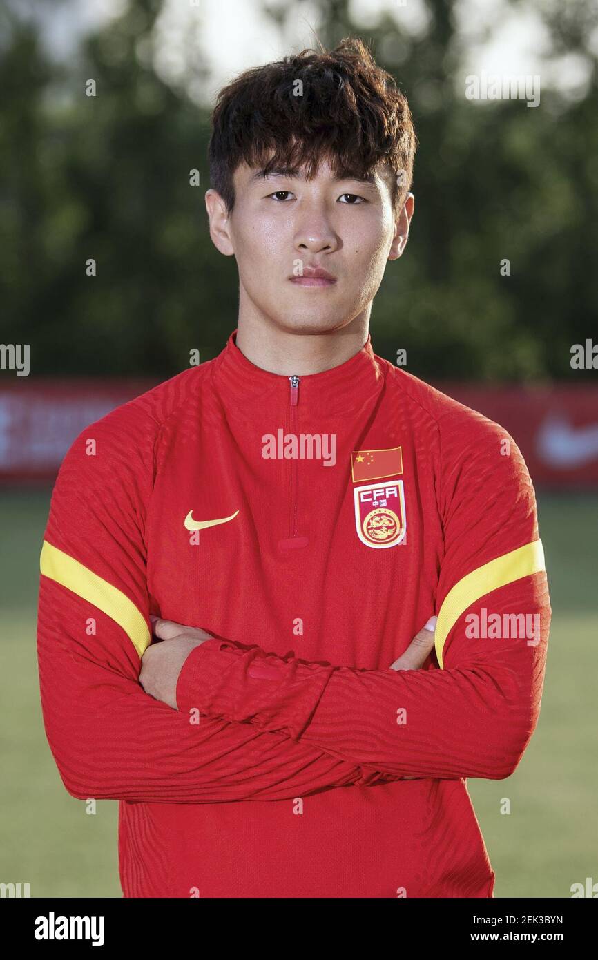 The photo of Chinese footballer Wei Shihao, while the China national ...