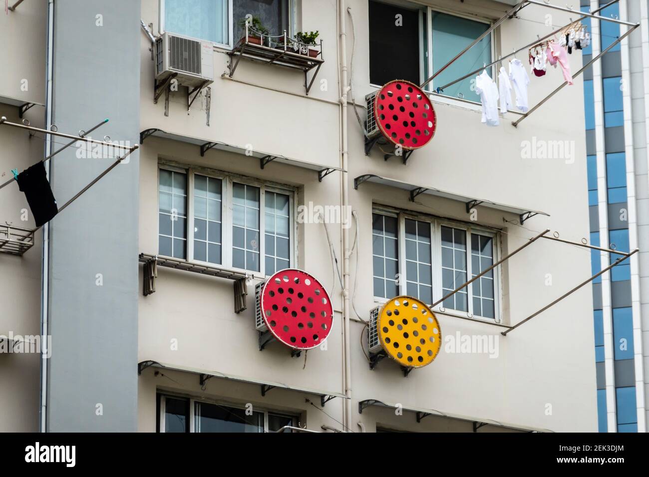 View of the colorful decorations over the upper-boxes of air ...