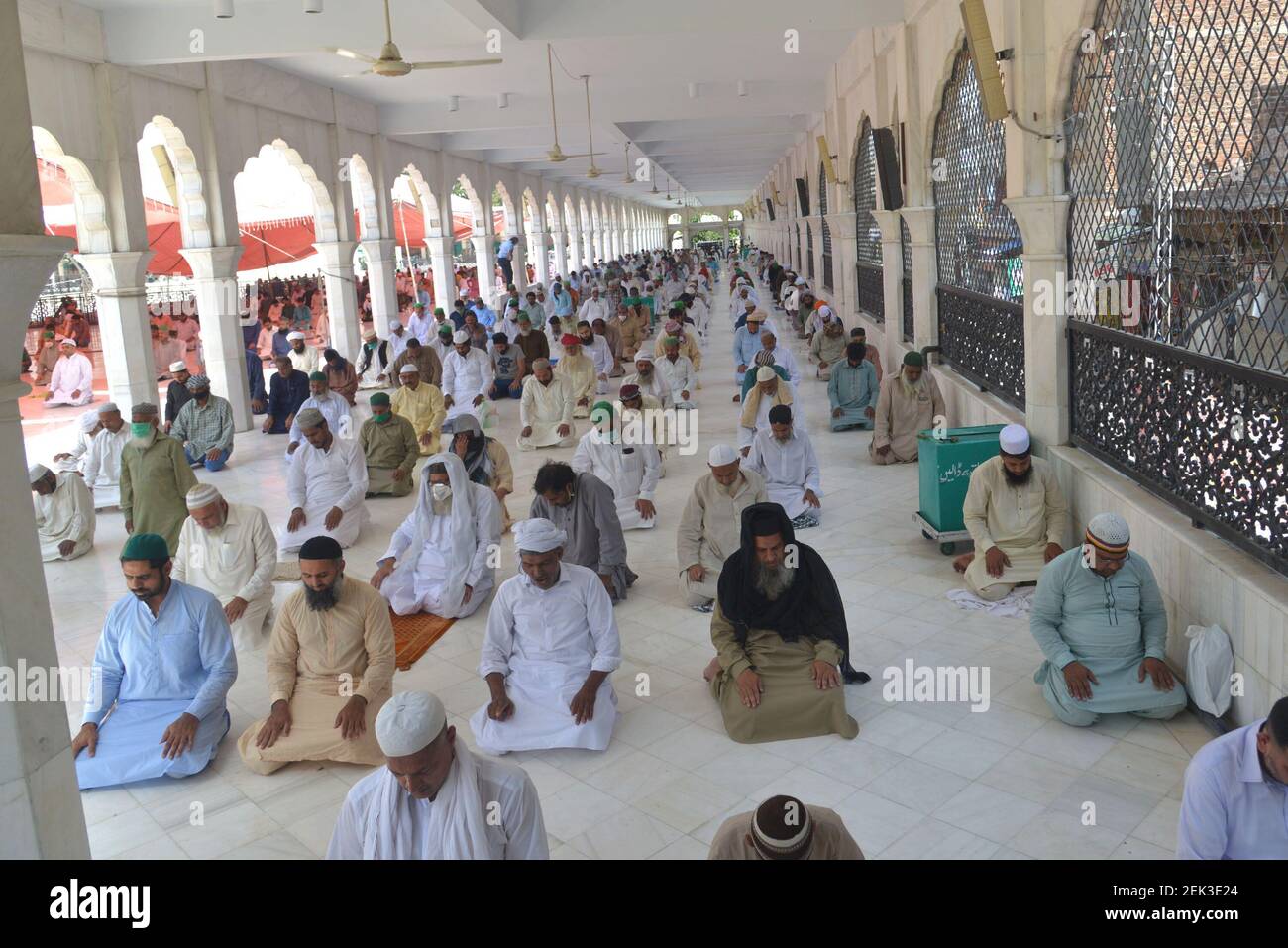 Pakistani Muslim devotees attend the congregation of Jumat-ul-wida, the ...