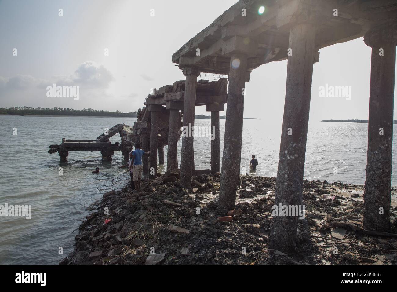 The main bridge of jetty of the jetty ghat of Sunderbans got broken in ...