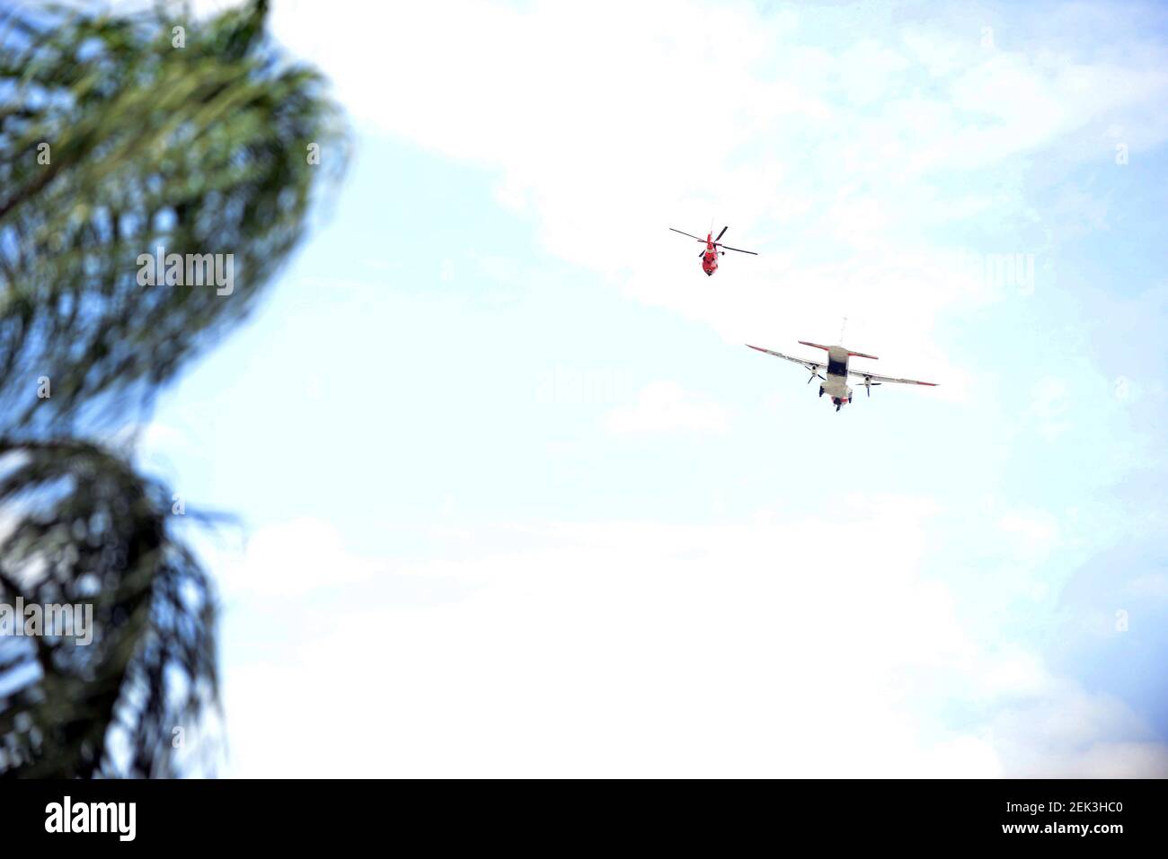 MIAMI BEACH, FL - MAY 23: Aircraft from the U.S. Coast Guard perform a ...