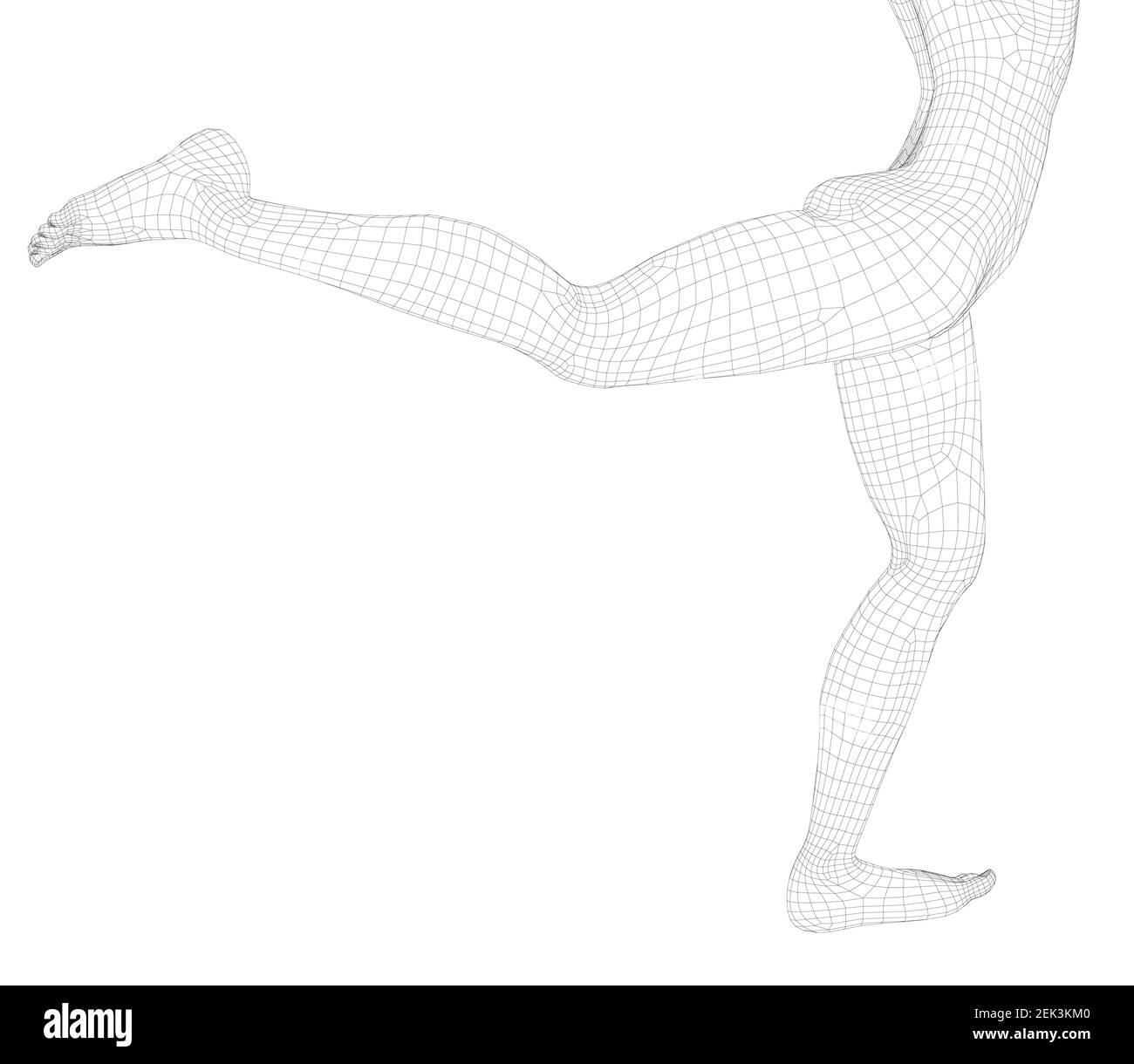 Wireframe of a girl with a high leg. 3D. Vector illustration Stock ...