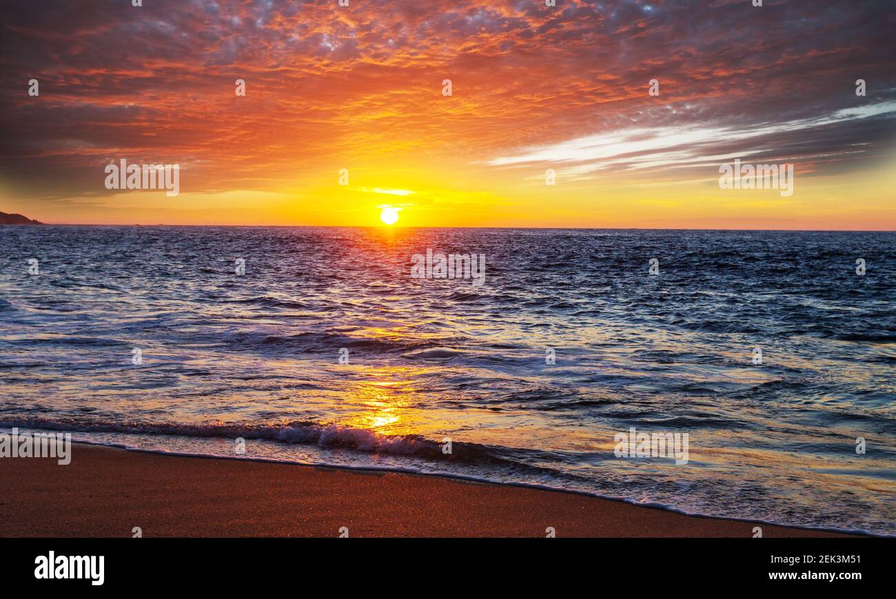 Scenic colorful sunset at the sea coast. Good for wallpaper or ...