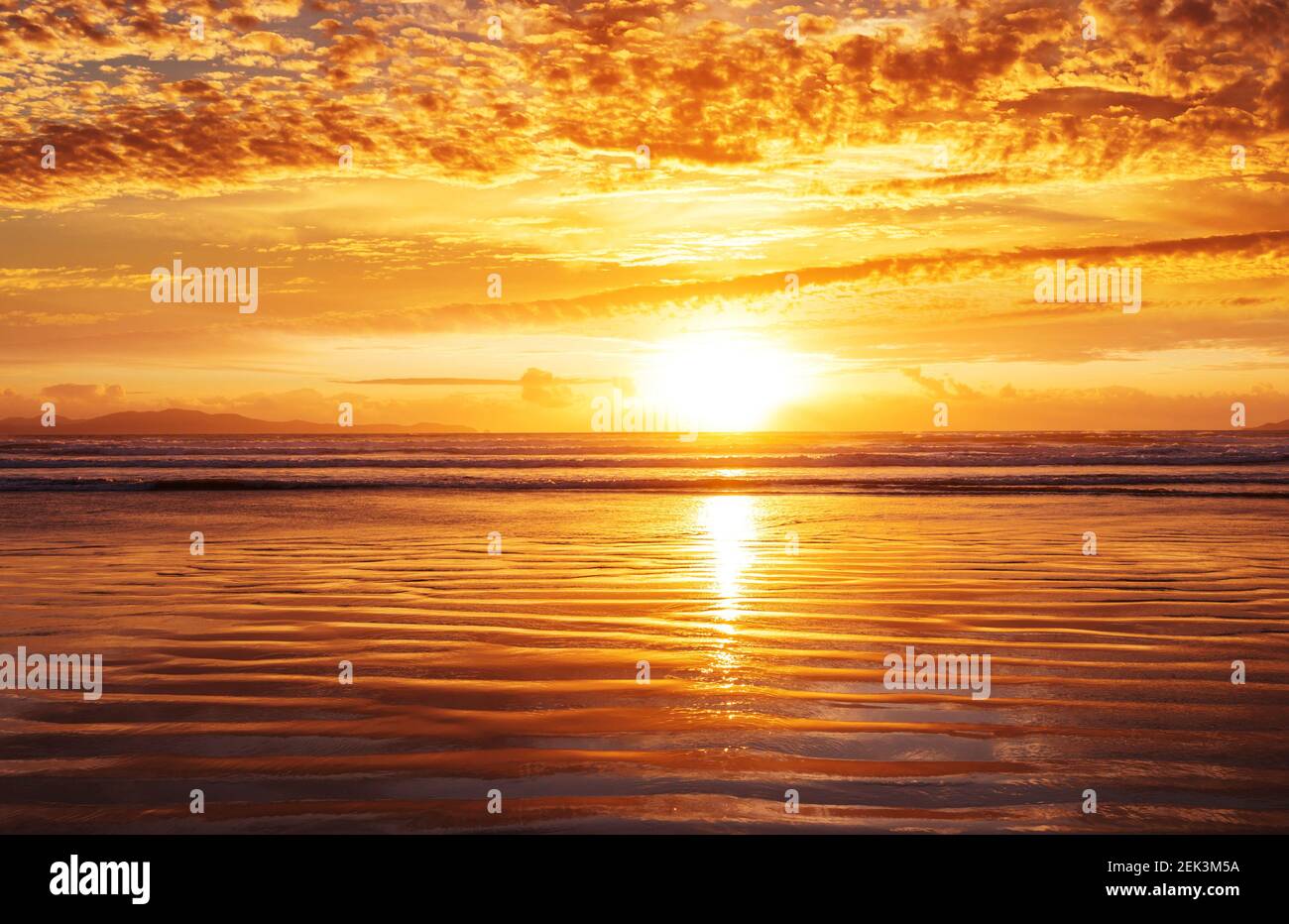 Scenic colorful sunset at the sea coast. Good for wallpaper or ...