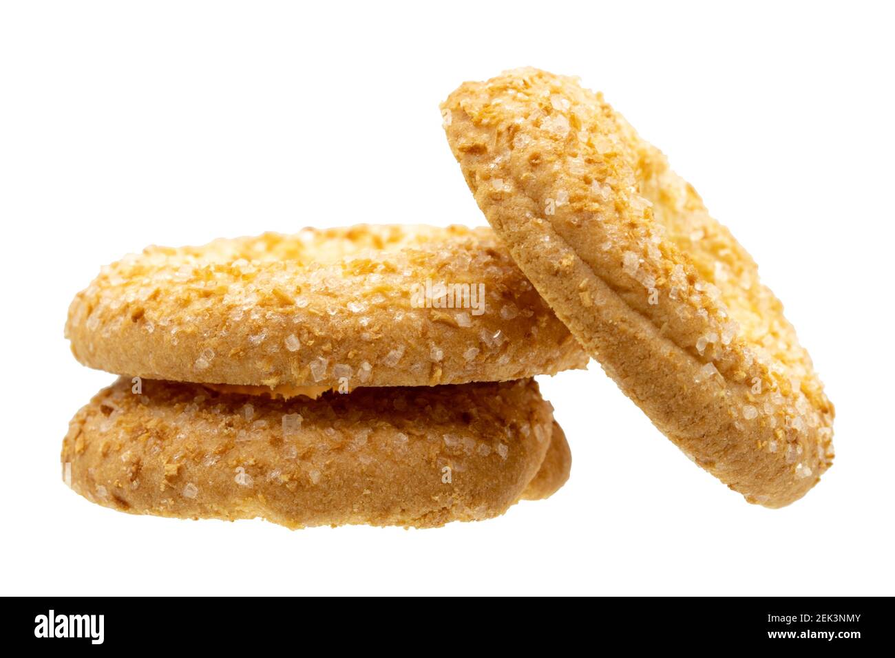 stacked short homemade shortbread cookie on white background, isolated ...