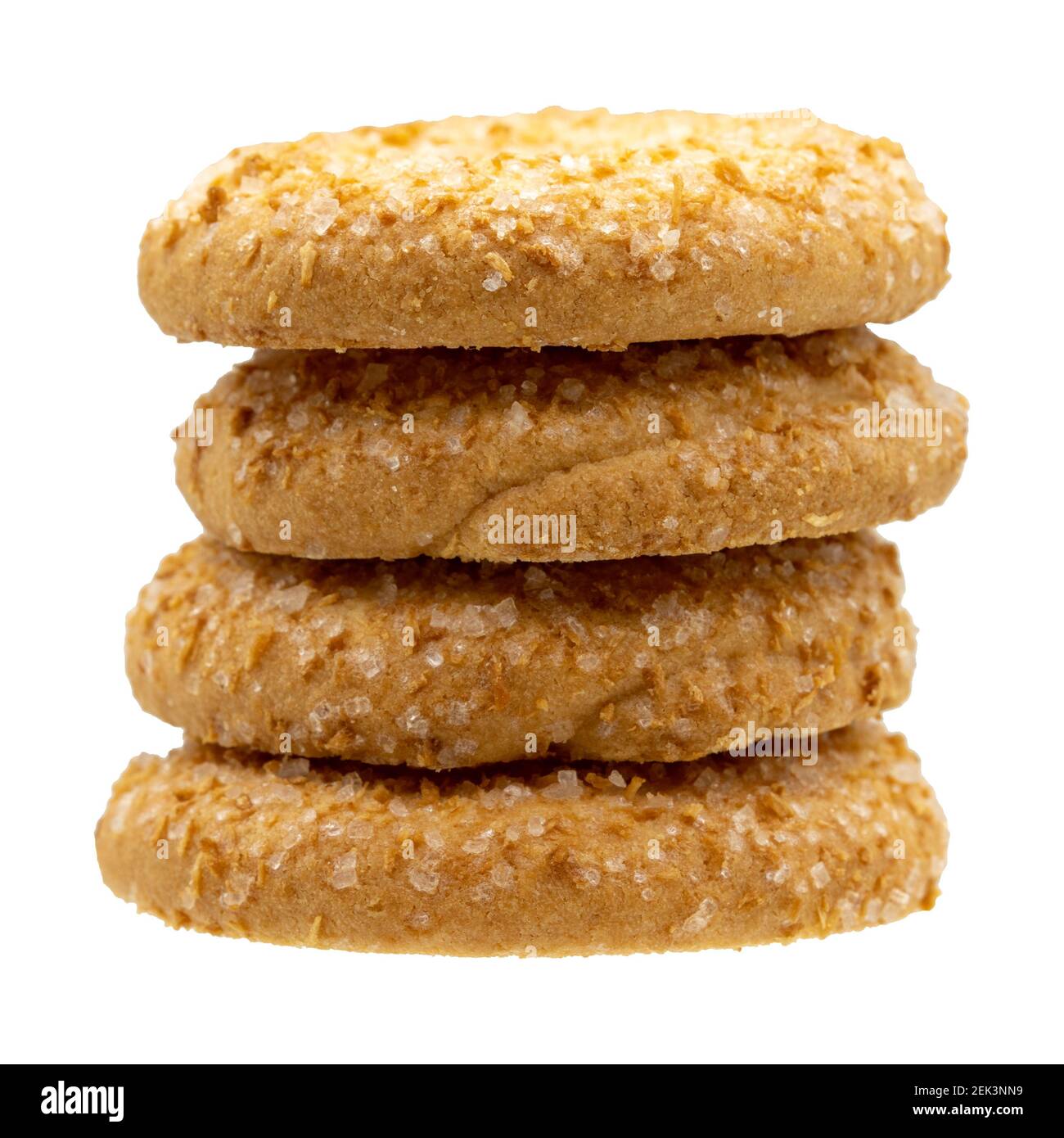stacked short homemade shortbread cookie on white background, isolated ...