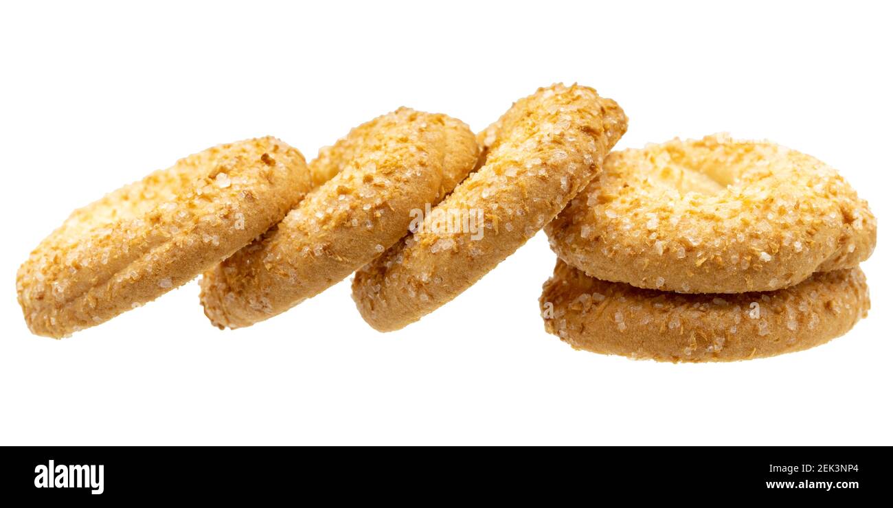 stacked short homemade shortbread cookie on white background, isolated ...