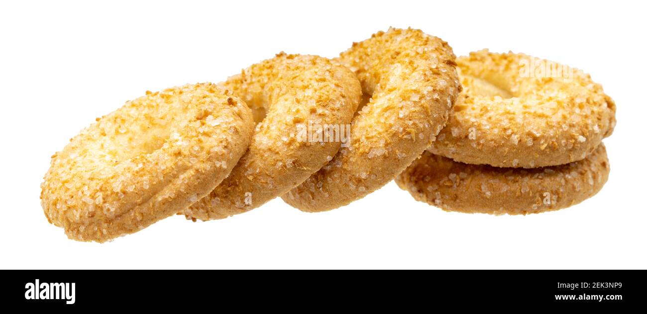stacked short homemade shortbread cookie on white background, isolated ...