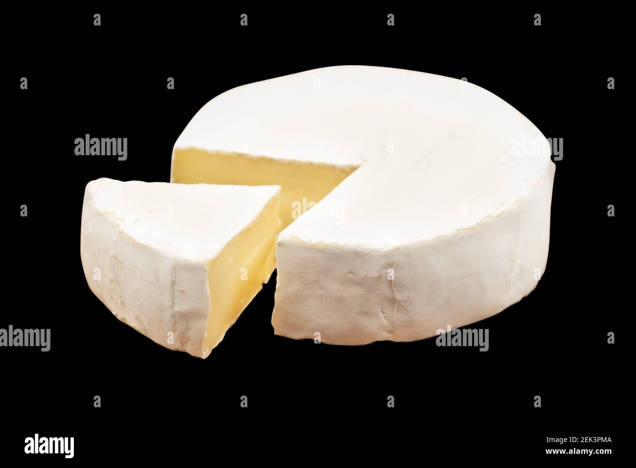 Camembert or brie cheese isolated on black background. Soft cheese ...