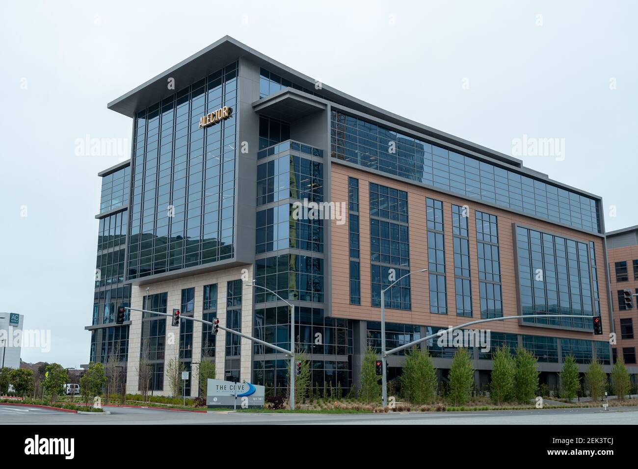 Facade with logo at headquarters of pharmaceutical company Alector in ...